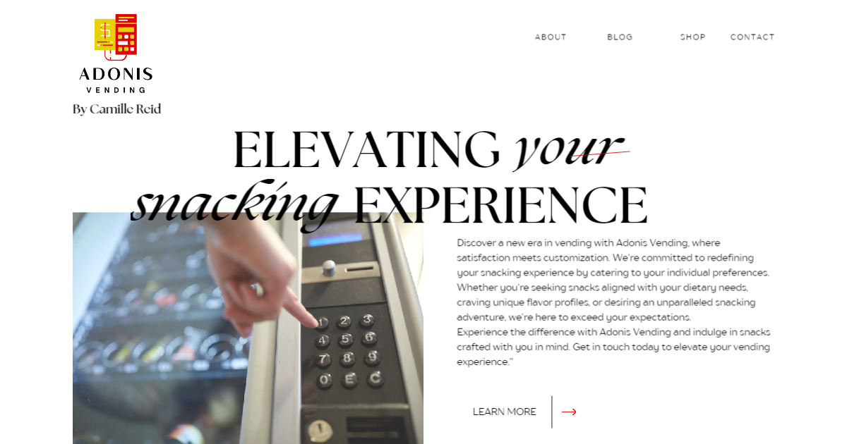 Adonis Vending Site Pages